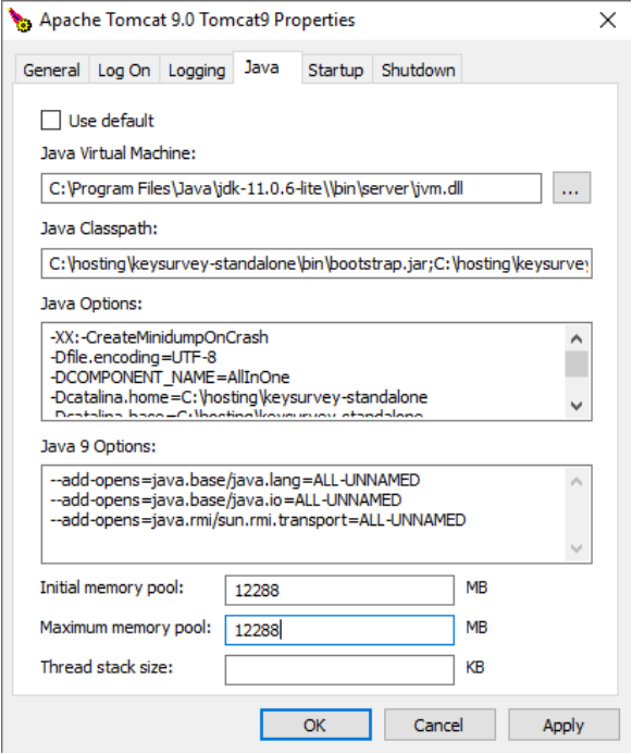 Key Survey application setup and configuration